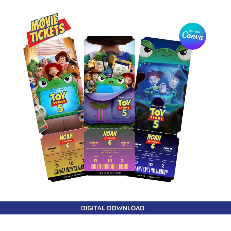 Toy Story Birthday Invitation | Ticket Invitation | Editable Canva Kids ...