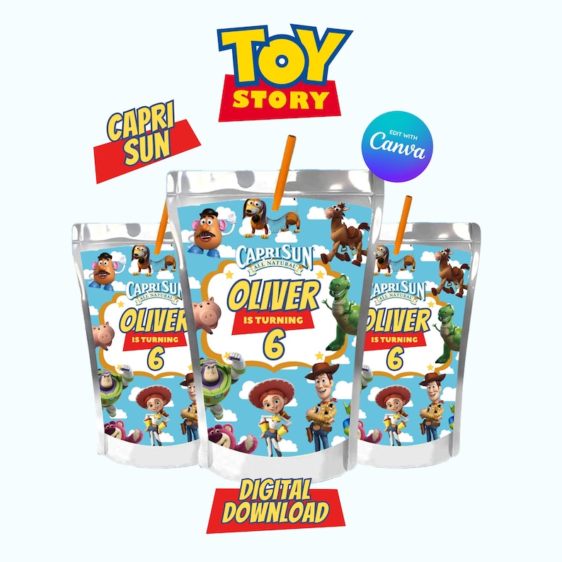 Toy Story Juice Pouch Label Template | Kids Birthday Drink Wrapper ...