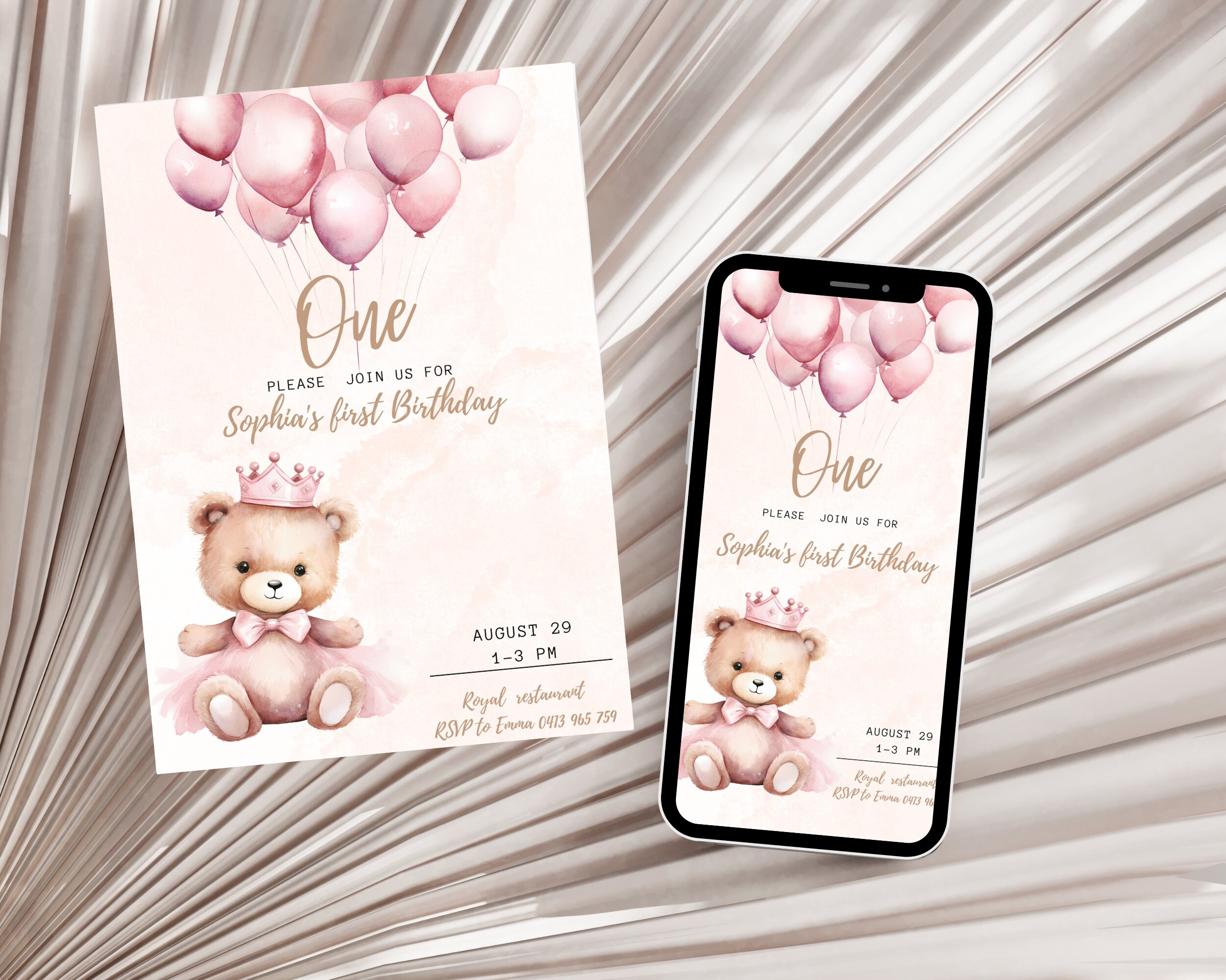 First Birthday Invitation,1st Birthday Girl, One Year Old Invitation ...