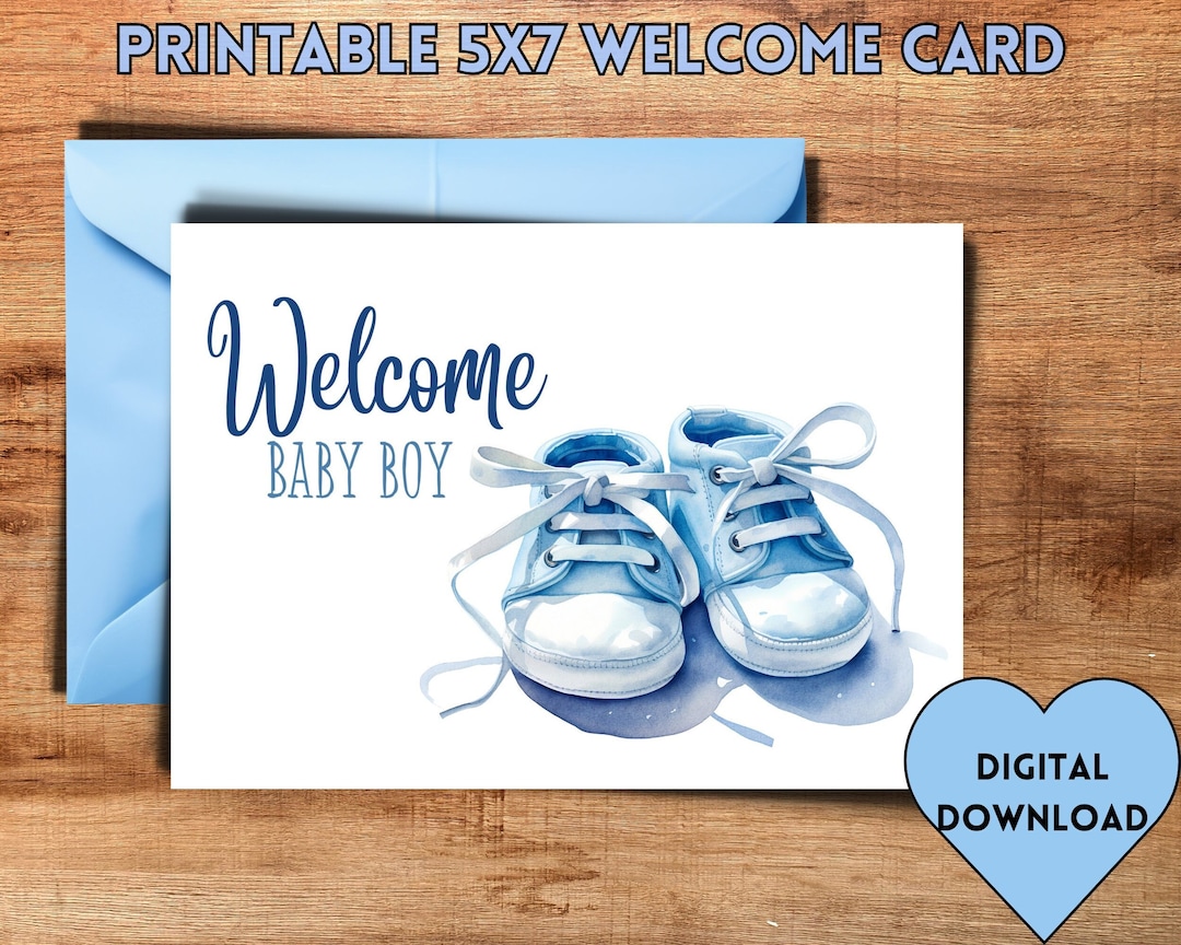 Welcome Baby Boy Card - DIGITAL Download - Printable Welcome Baby Boy ...