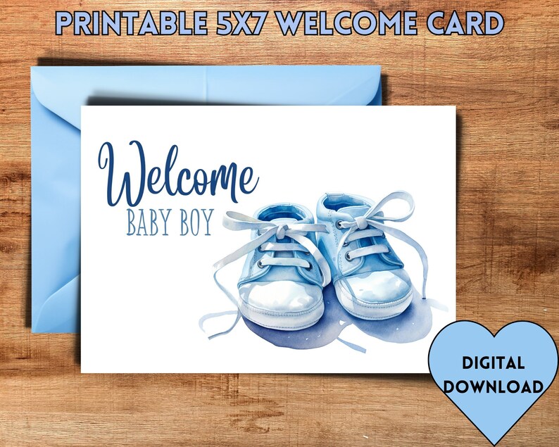 Welcome Baby Boy Card - DIGITAL Download - Printable Welcome Baby Boy ...