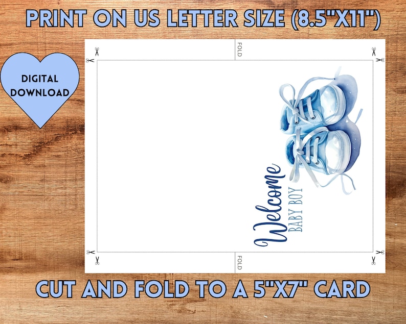 Welcome Baby Boy Card - DIGITAL Download - Printable Welcome Baby Boy ...