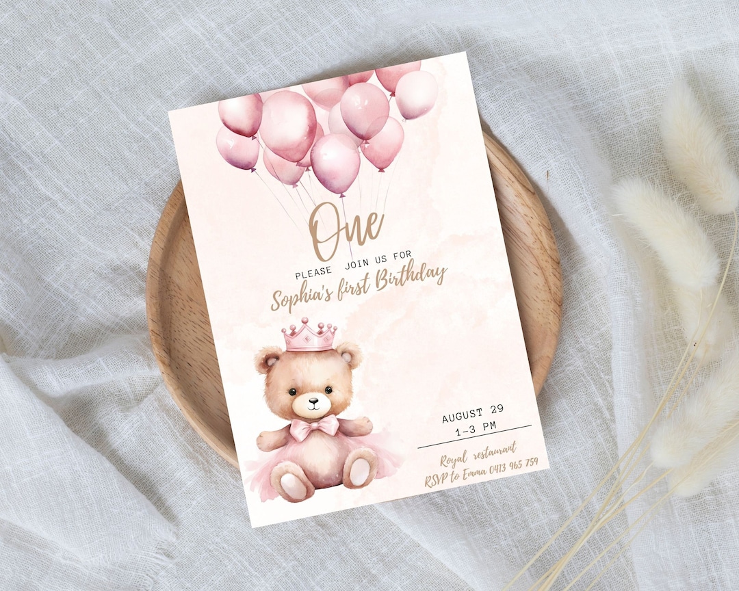 First Birthday Invitation,1st Birthday Girl, One Year Old Invitation ...