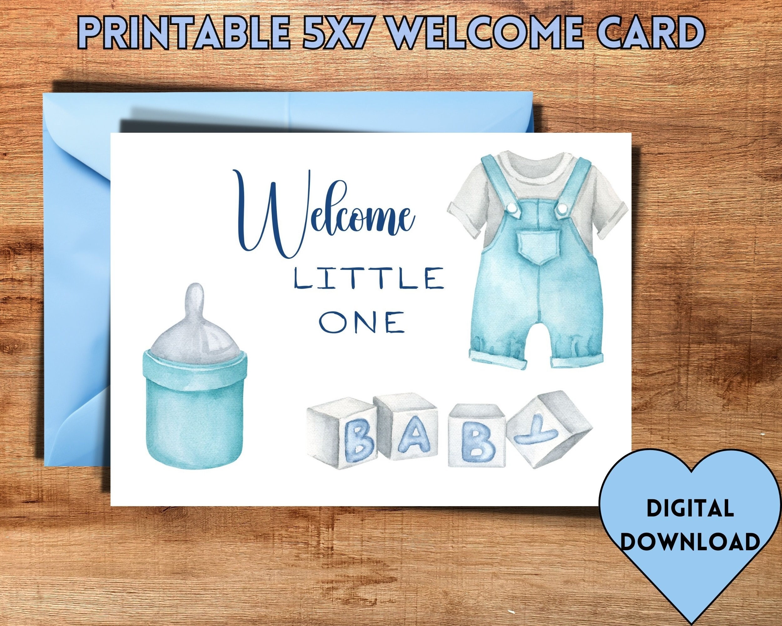 Welcome Baby Boy Card - DIGITAL Download - Printable Welcome Baby Boy ...
