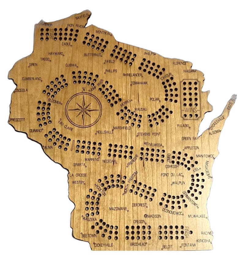 State of Wisconsin Cribbage Board - Etsy