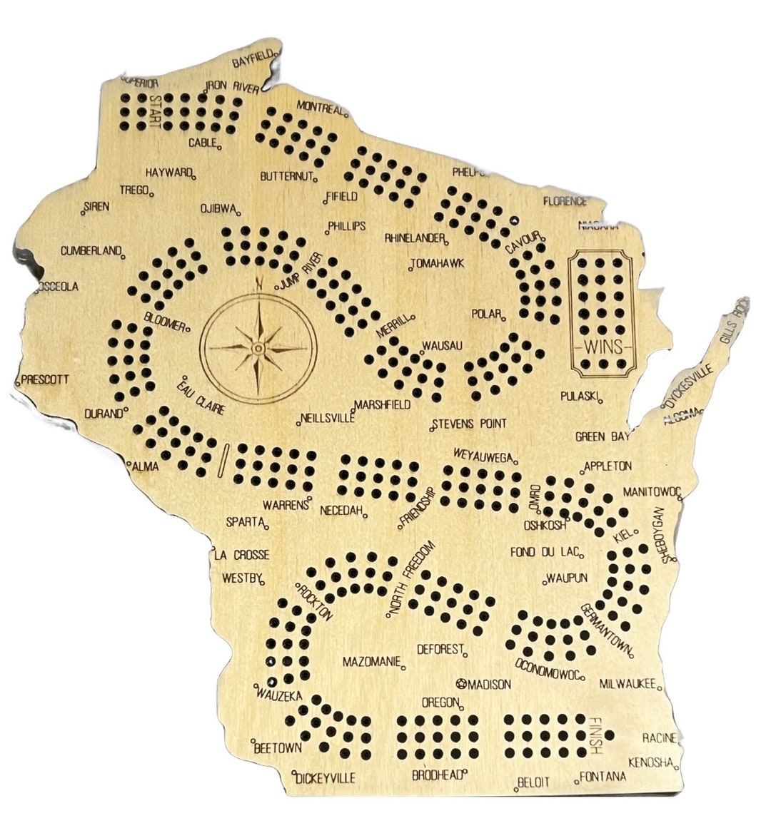 State of Wisconsin Cribbage Board - Etsy