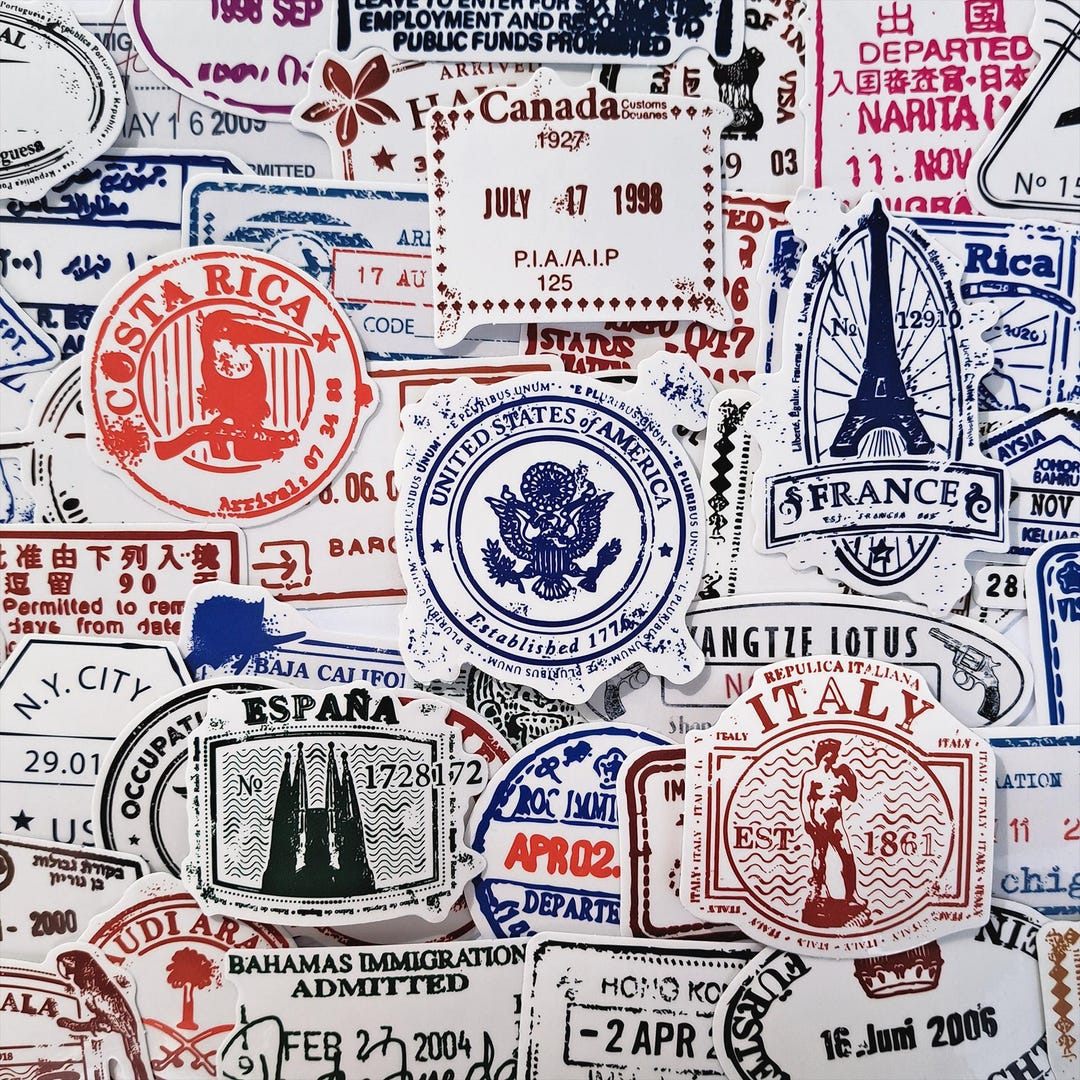 Travel Passport Stamps Sticker Pack – Transparent Travel Journal ...
