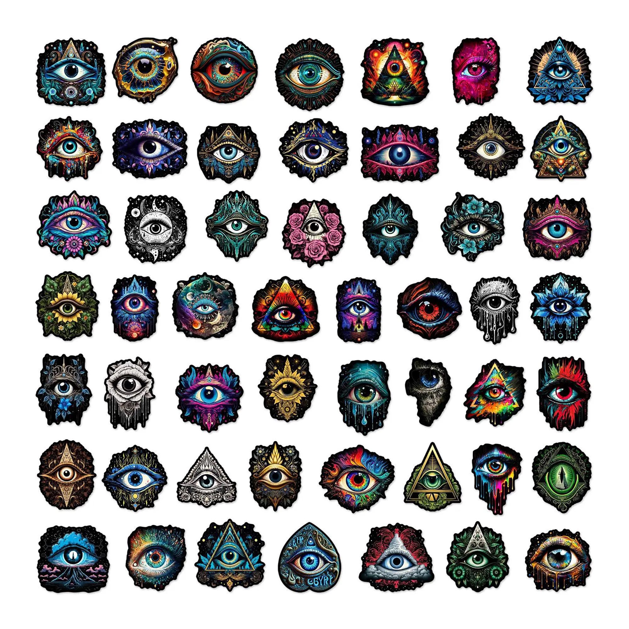 50 PCS Third Eye Sticker Pack, Evil Eye Stickers, Occult Eye Stickers ...