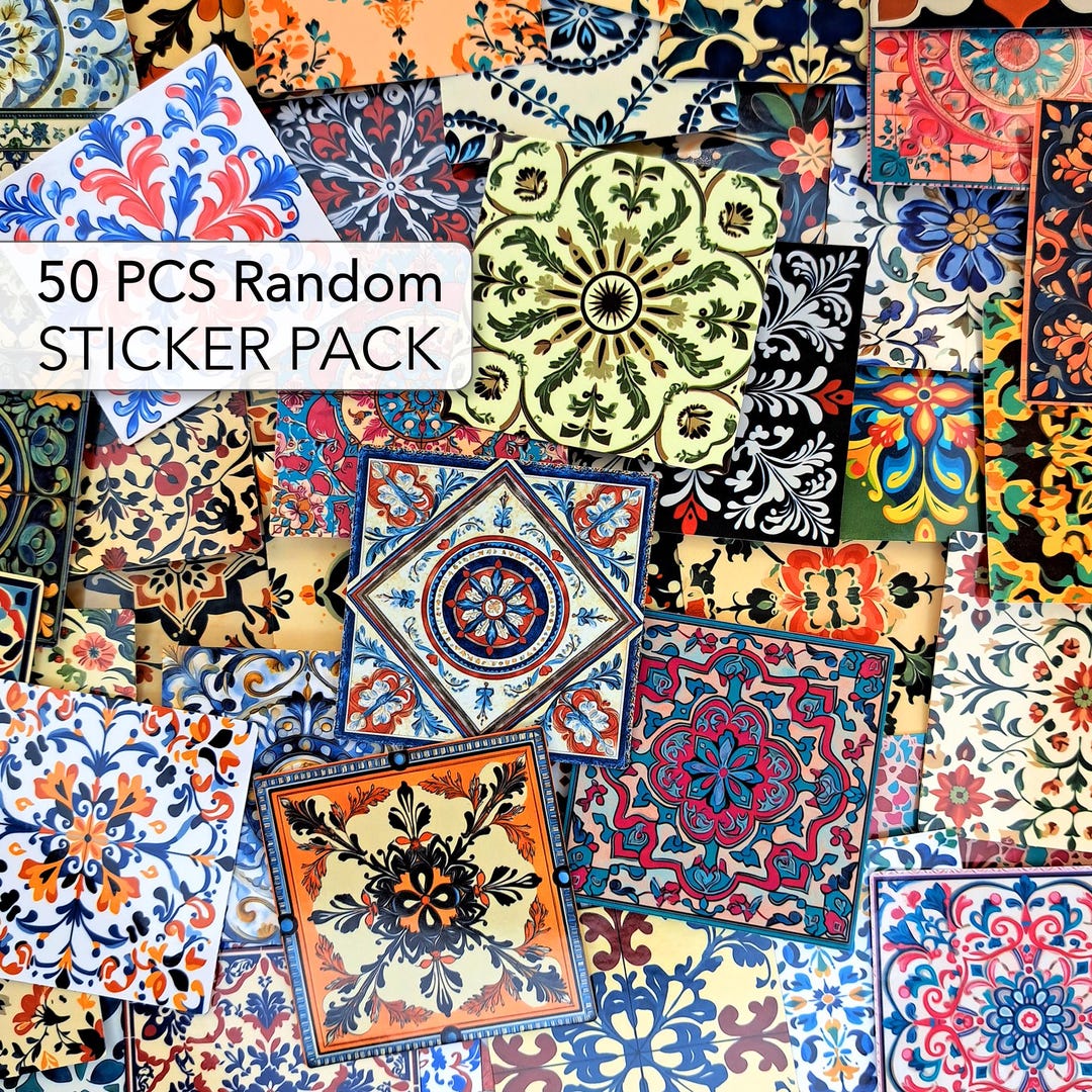 50 PCS Mosaic Tiles Sticker Pack, Mexican Tile Stickers, Talavera Tile ...