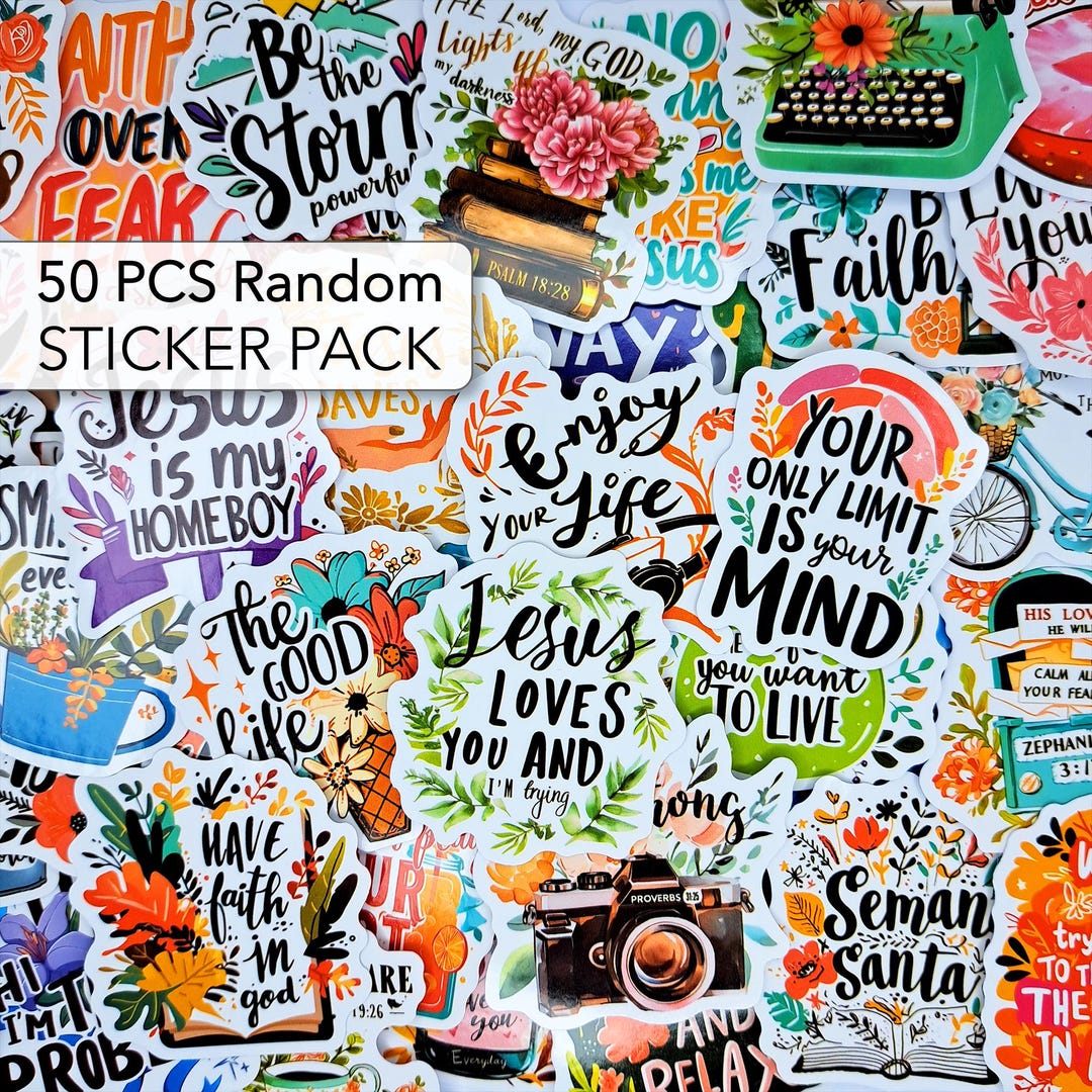 50 PCS Christian Motivational Sticker Pack, Jesus Motivational Stickers ...
