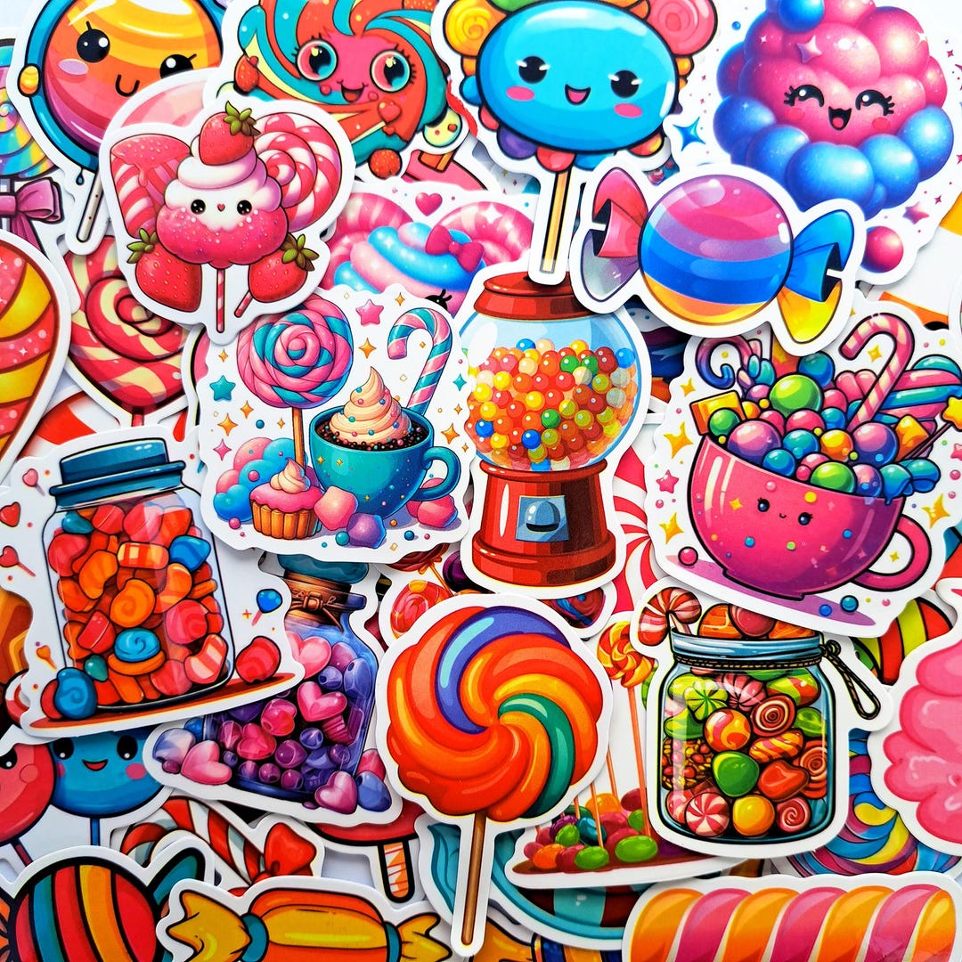 Sweet Candy Sticker Pack – Lollipops, Cupcakes, Popsicles and Milkshake ...