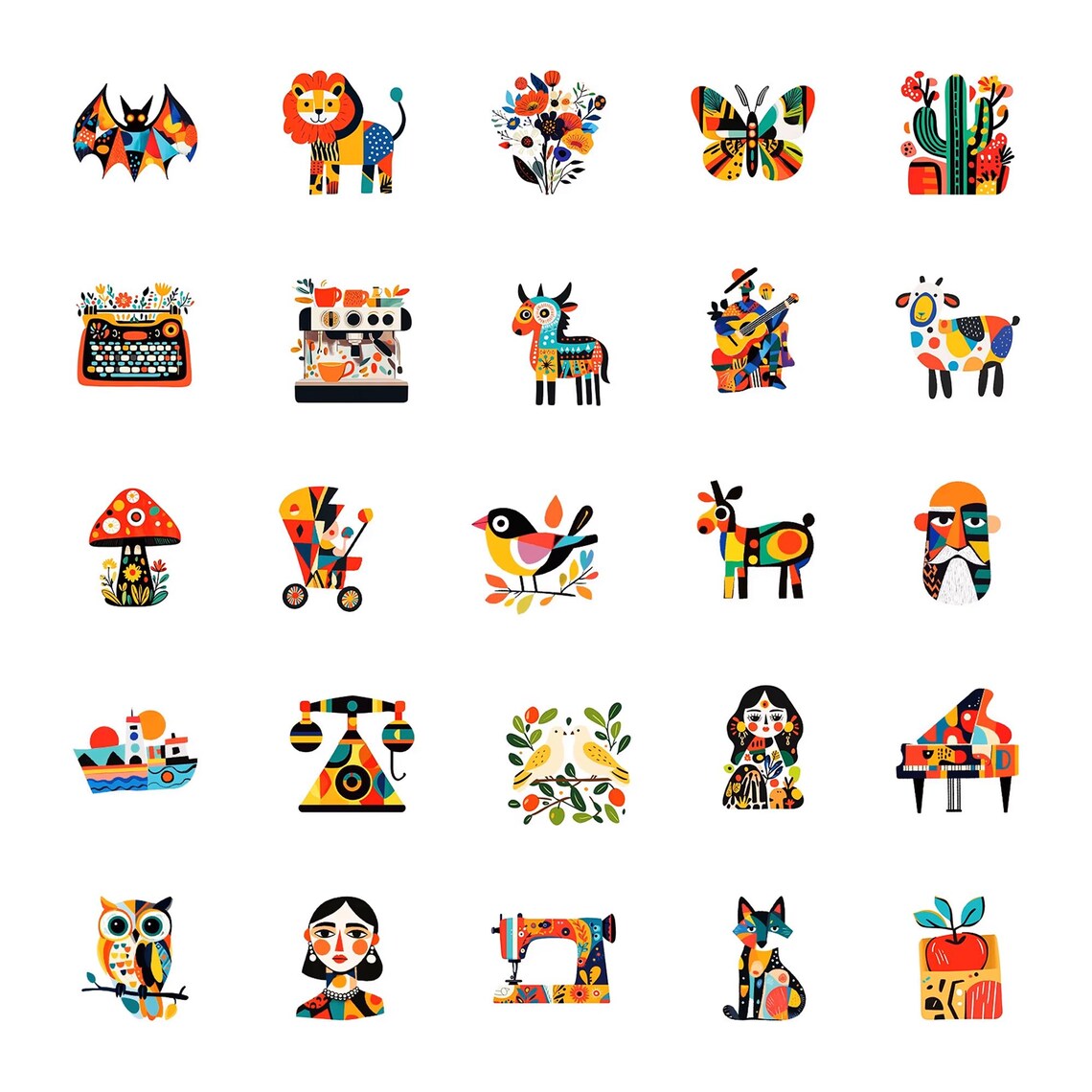 Picasso Style Sticker Pack – Cubism Art & Abstract Colorful Paint ...