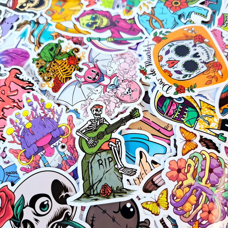 50 PCS Gothic Skeleton Sticker Pack, Cute Skull Stickers, Teenage ...