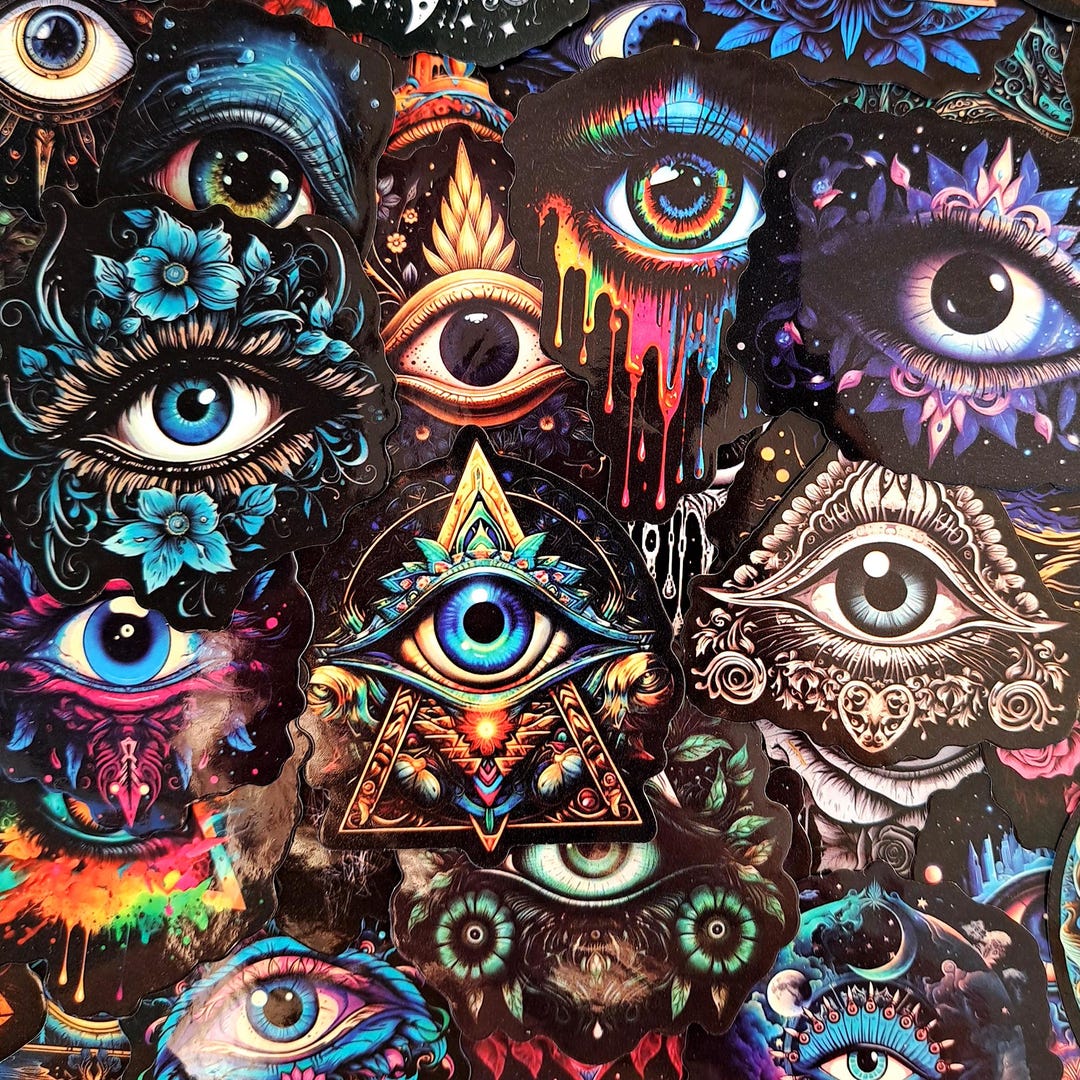 50 PCS Third Eye Sticker Pack, Evil Eye Stickers, Occult Eye Stickers ...
