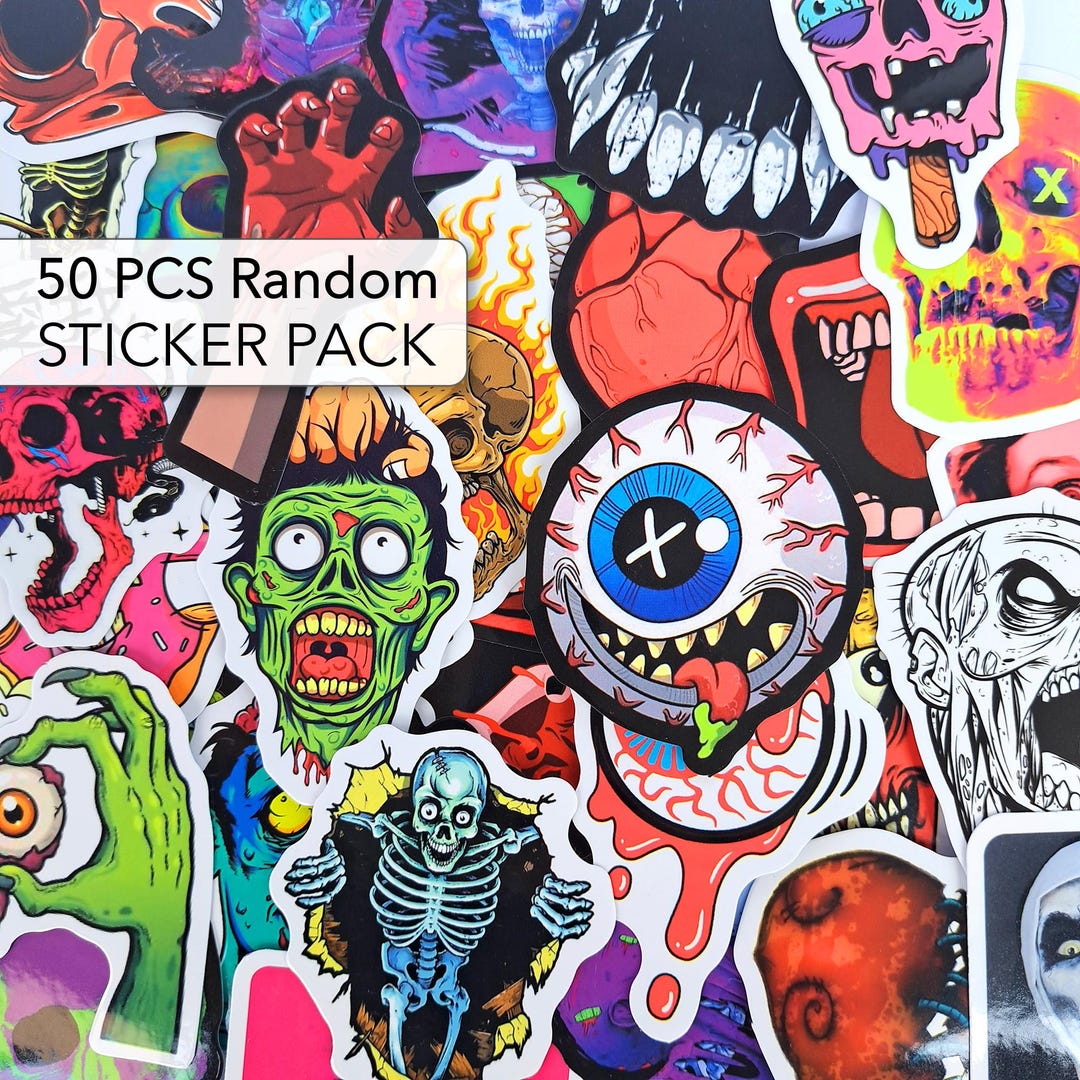 50 PCS Halloween Zombie Sticker Pack, Horror Skull Stickers, Scary ...