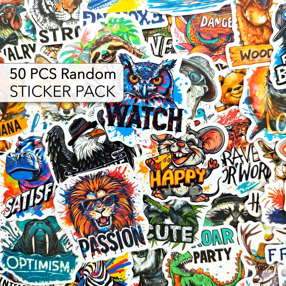 50 PCS Motivational Words Animals Sticker Pack, Inspirational Stickers ...