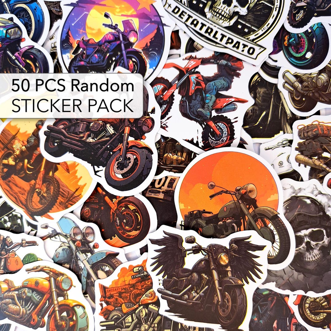 50 PCS Trendy Motorcycle Sticker Pack, Motorcycle Helmet Stickers ...