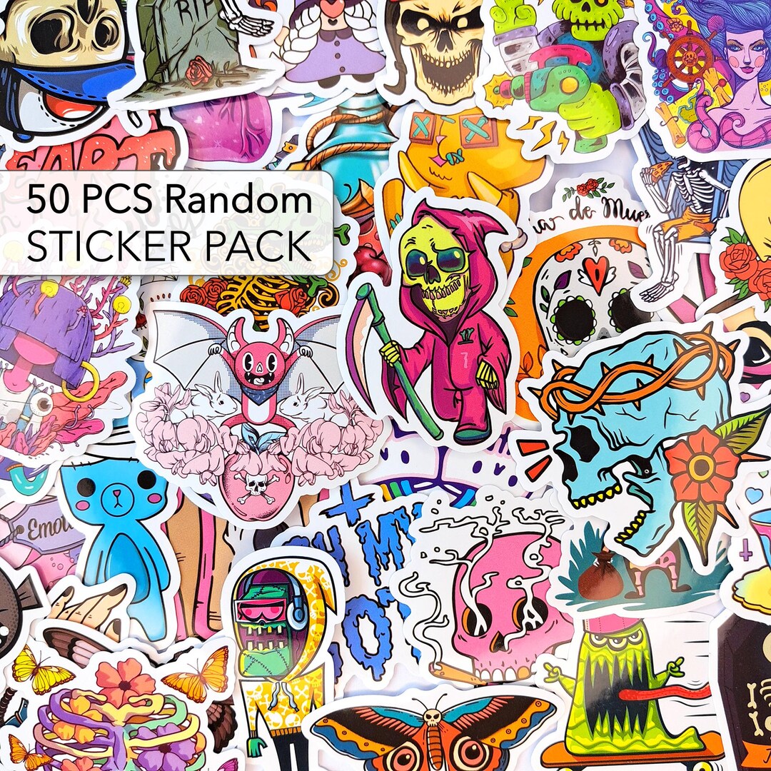 50 PCS Gothic Skeleton Sticker Pack, Cute Skull Stickers, Teenage ...