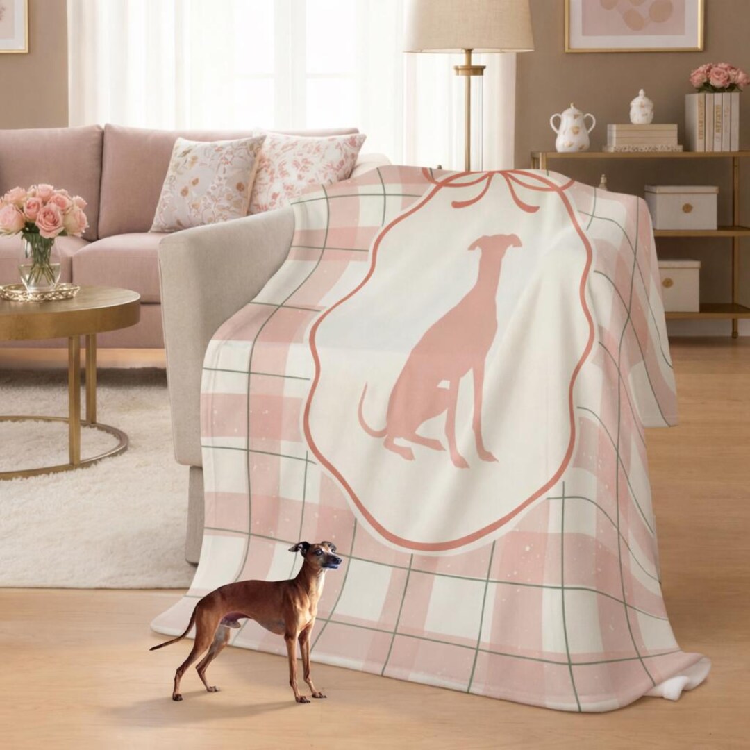 Italian Greyhound: Pink Bow Gingham Plaid Minky Blanket, Preppy Gift ...