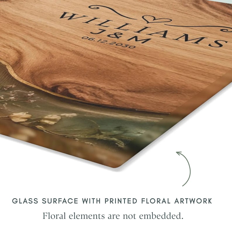 Personalized Glass Cutting Board, Botanical Pressed Flowers PRINT ...