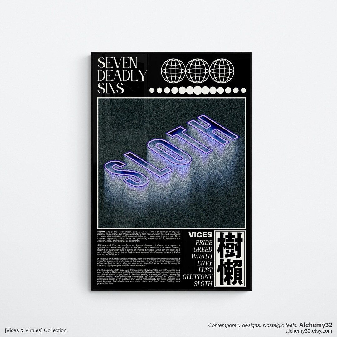 Modern Trippy Sloth Digital Download: Seven Deadly Sins Psychedelic ...