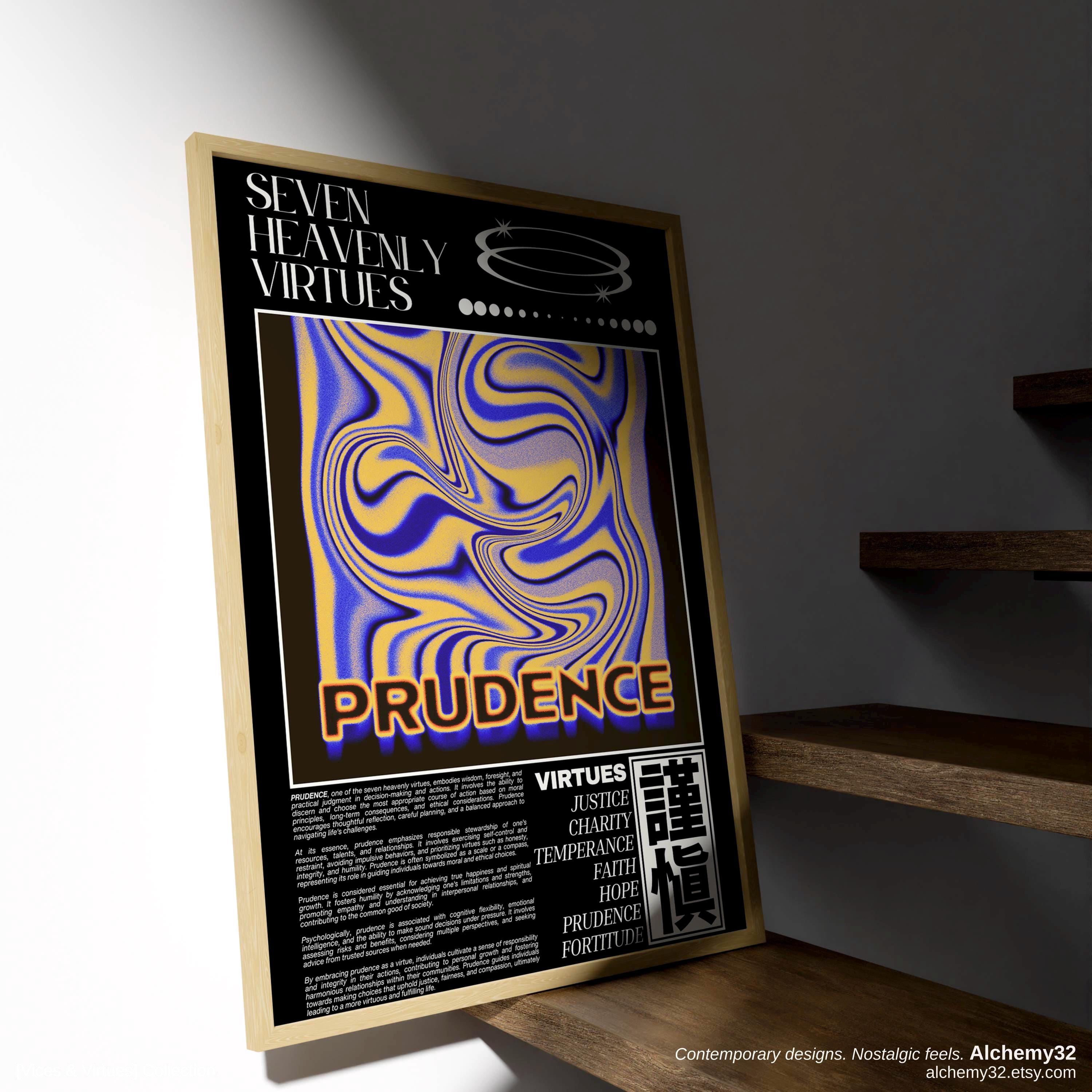 Virtues: Prudence Seven Deadly Sins Print, Typographic Grunge ...