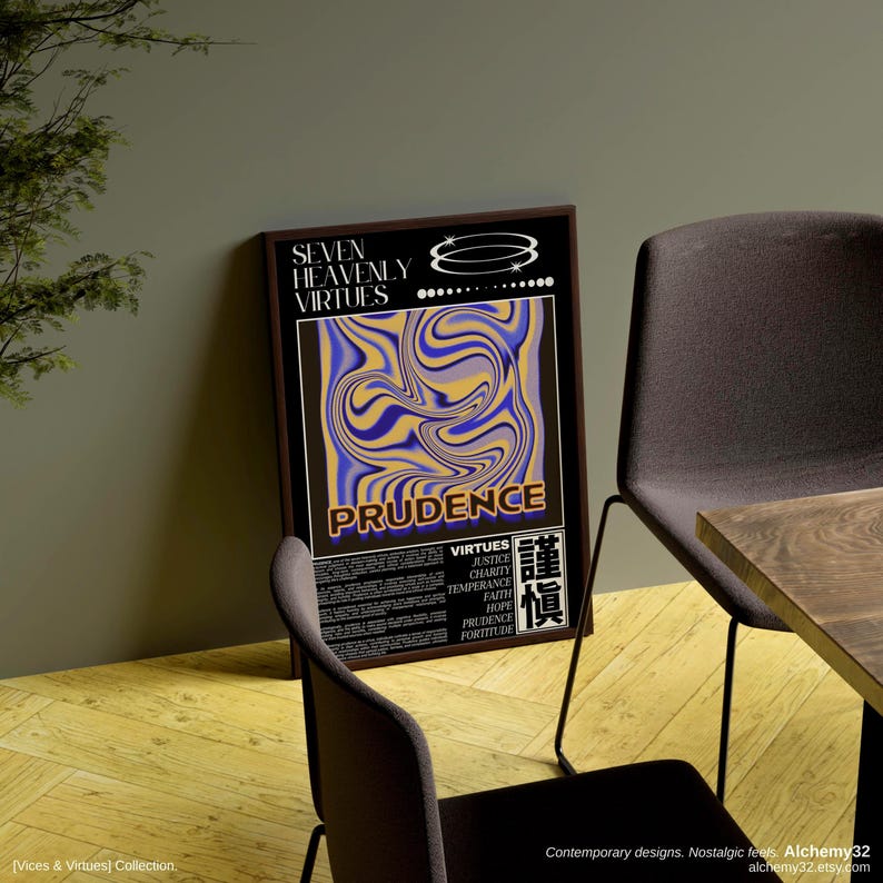 Virtues: Prudence Seven Deadly Sins Print, Typographic Grunge ...