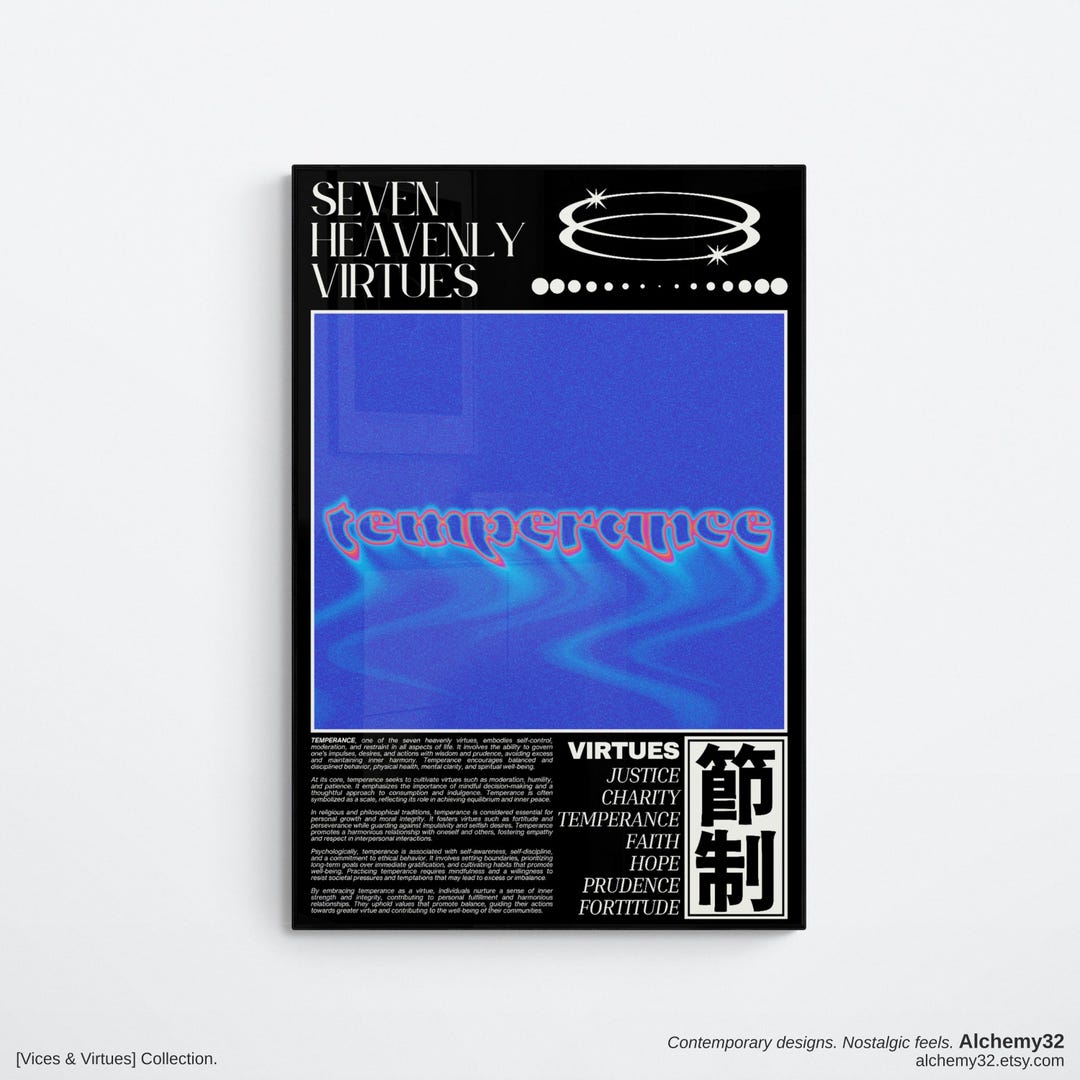 Temperance Seven Deadly Sins Digital Download, Typographic Goth ...