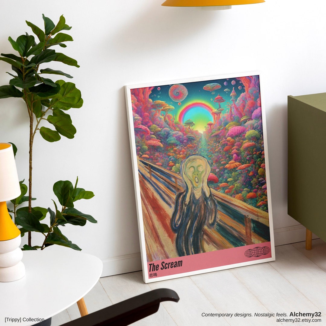 The Scream: Reimagined Print, Classic Painting Y2K Psychedelic ...