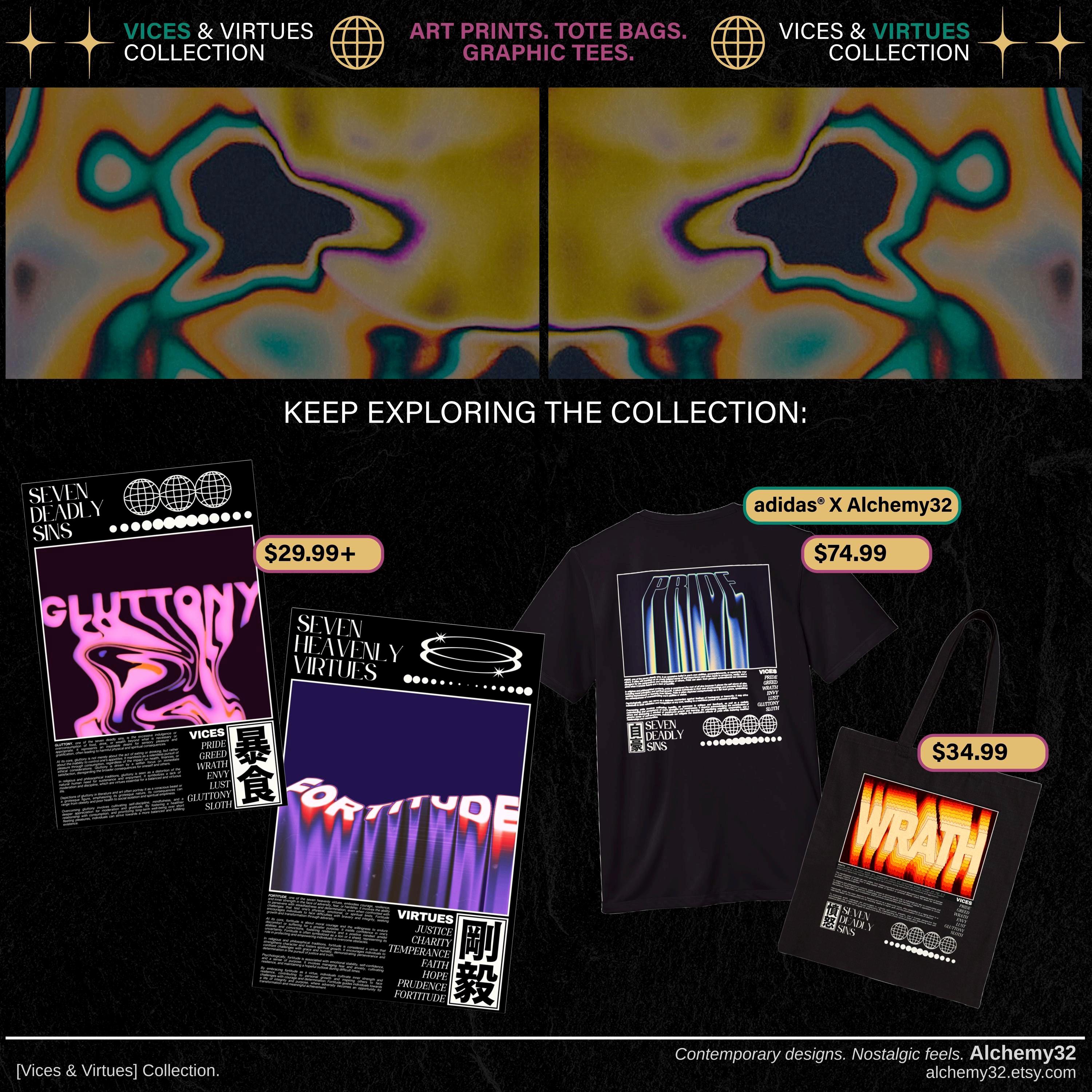 Vices: Envy Seven Deadly Sins Print, Typographic Grunge Psychedelic ...