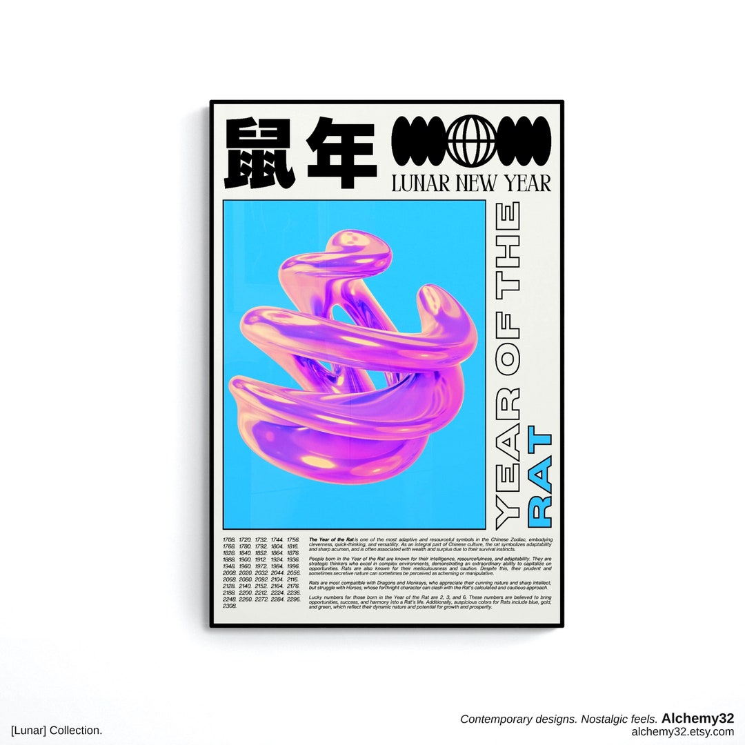 Year of the Rat Digital Download, Chinese Lunar New Year, Y2K ...