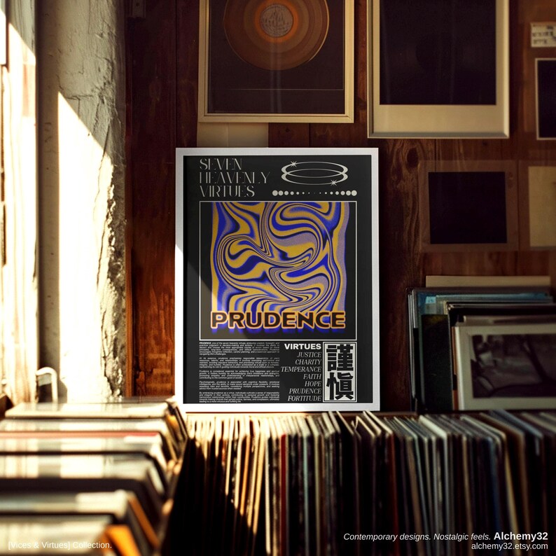 Virtues: Prudence Seven Deadly Sins Print, Typographic Grunge ...