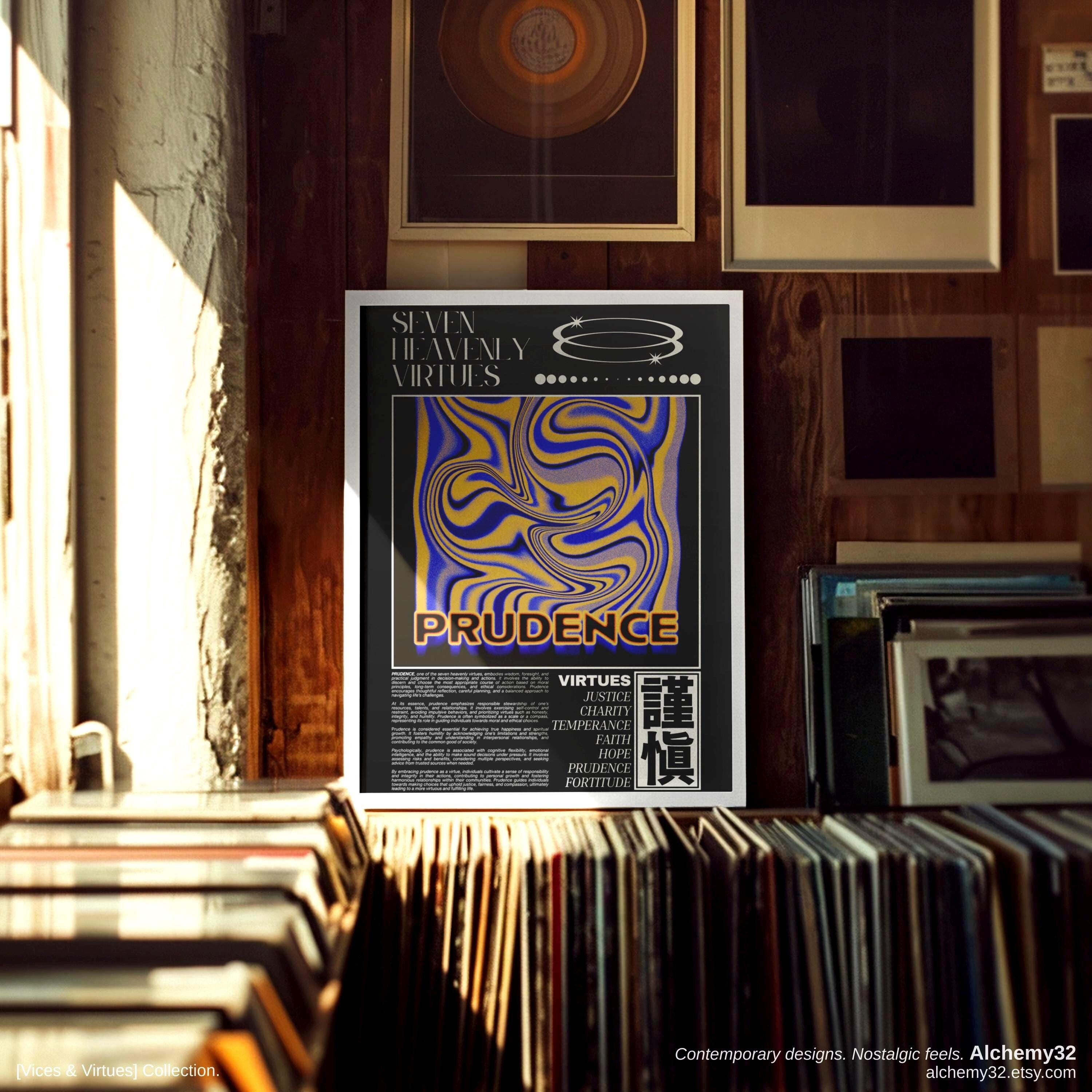 Virtues: Prudence Seven Deadly Sins Print, Typographic Grunge ...