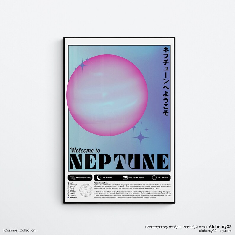 Welcome to Neptune Print, Celestial Planet Science Design Gift, Y2K ...