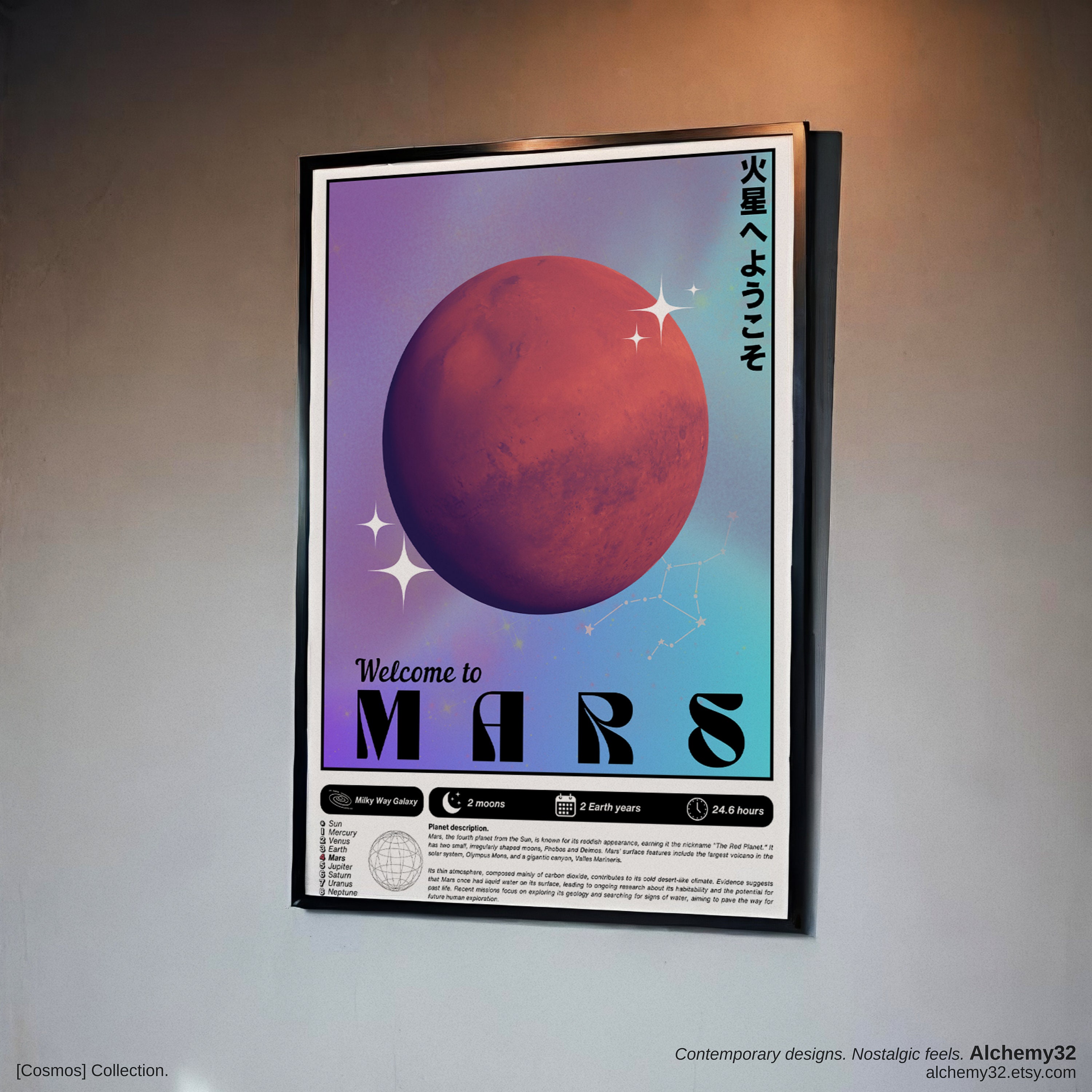 Welcome to Mars Print, Celestial Planet Science Design Gift, Y2K Retro ...