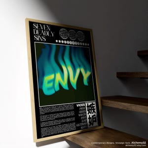 Vices: Envy Seven Deadly Sins Print, Typographic Grunge Psychedelic ...