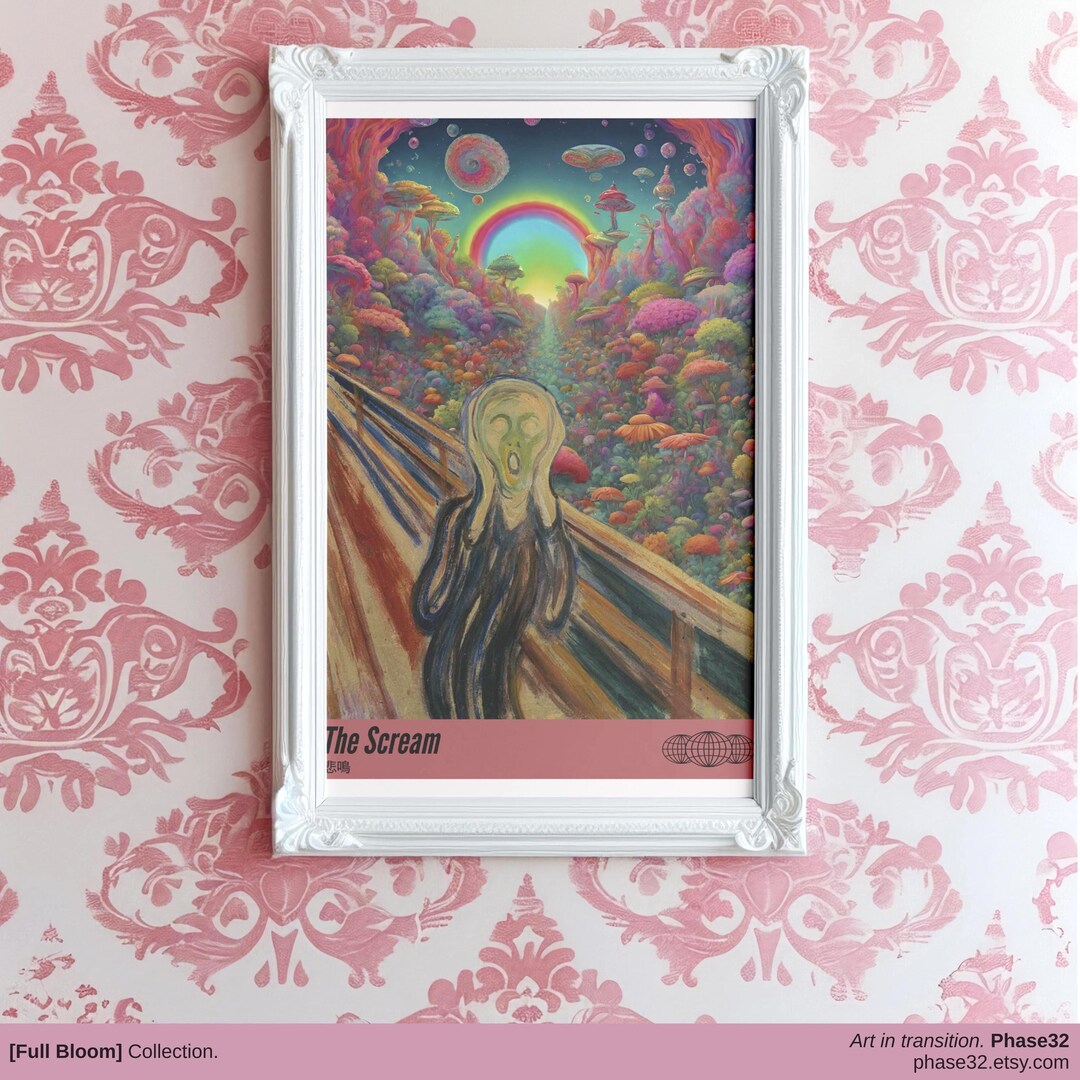The Scream: Reimagined Print, Psychedelic Mushroom Rainbow Print ...