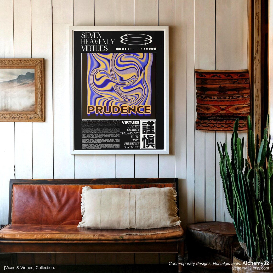 Virtues: Prudence Seven Deadly Sins Print, Typographic Grunge ...