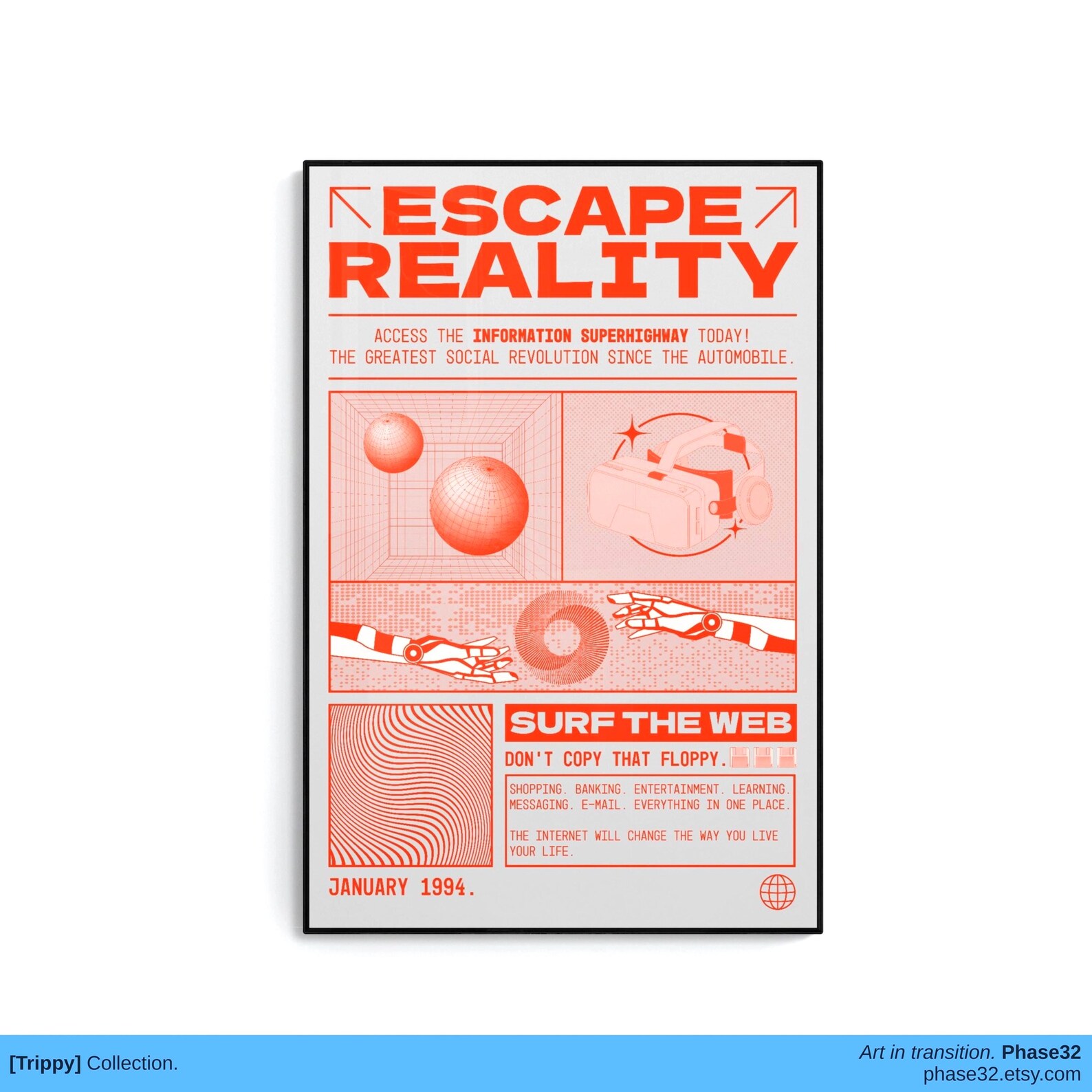 Escape Reality Digital Download, Y2K Internet Digital Nostalgia Poster ...