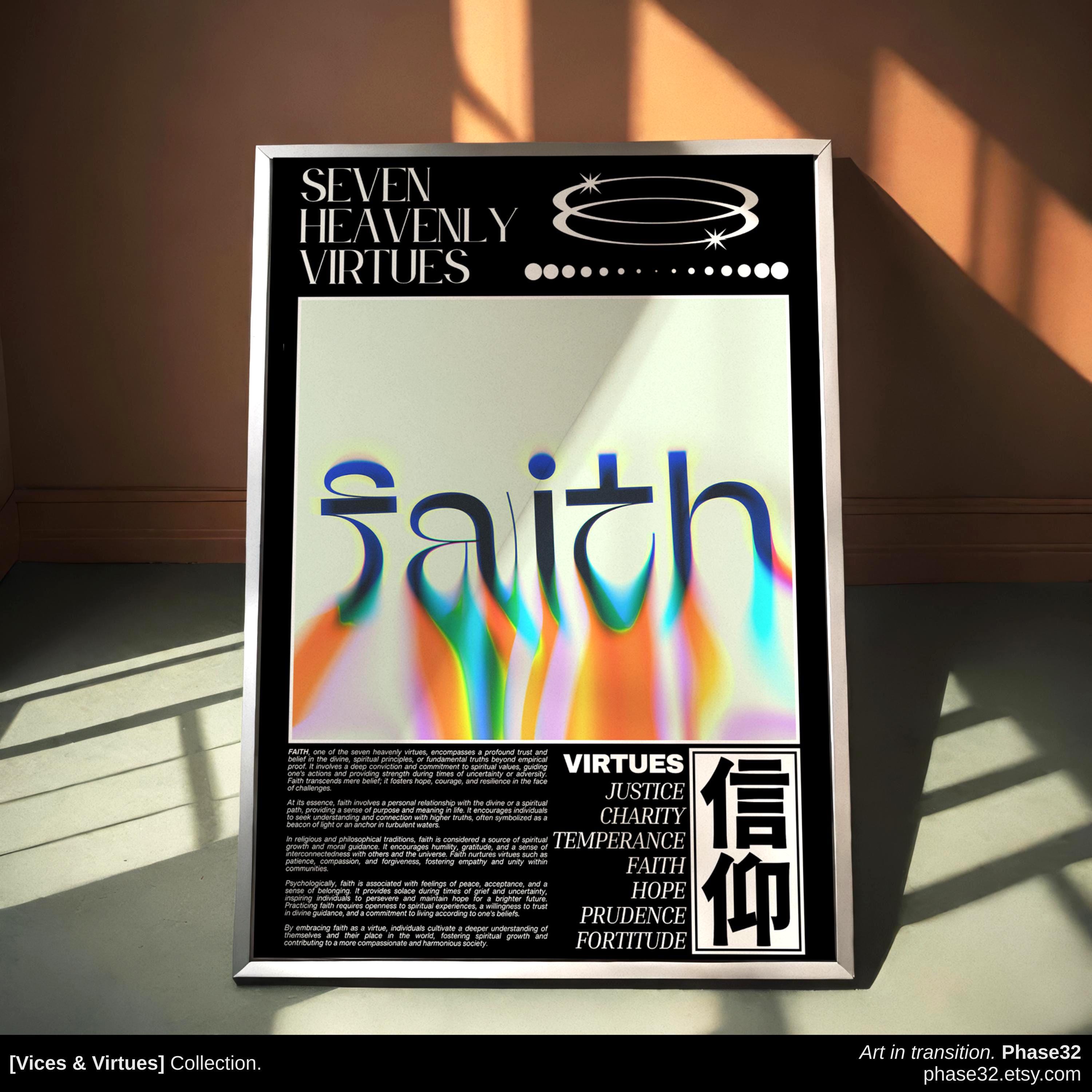 Virtues: Faith Seven Deadly Sins Print, Spiritual Affirmation Decor ...