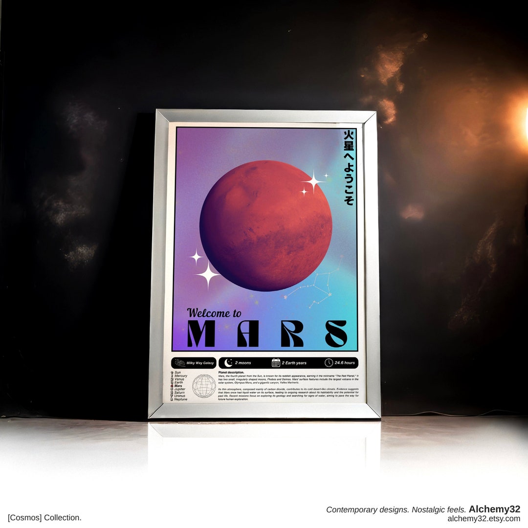 Welcome to Mars Print, Celestial Planet Science Design Gift, Y2K Retro ...