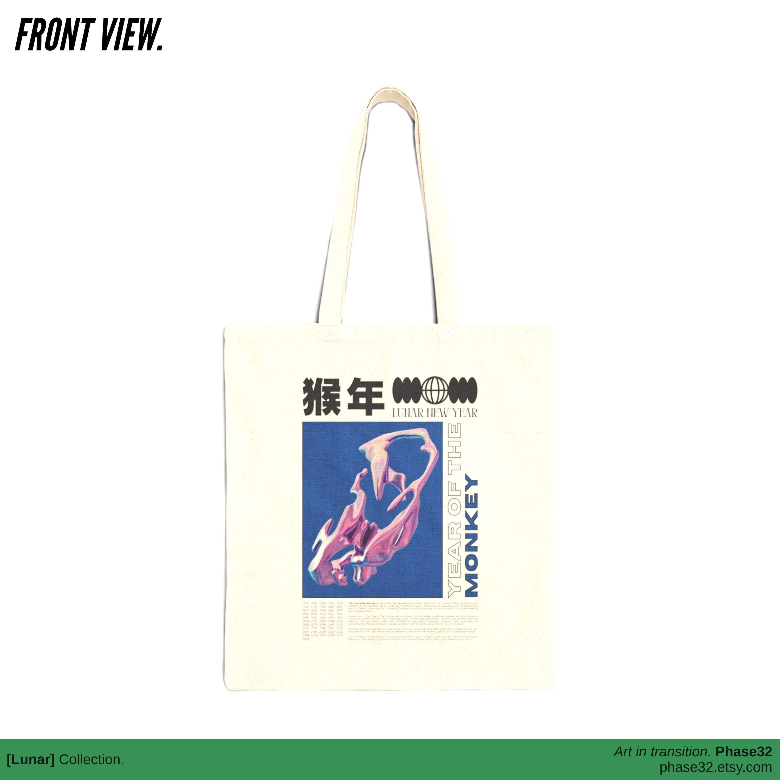 Year of the Monkey Tote Bag, Chinese Zodiac Canvas Bag, Funky Neon ...