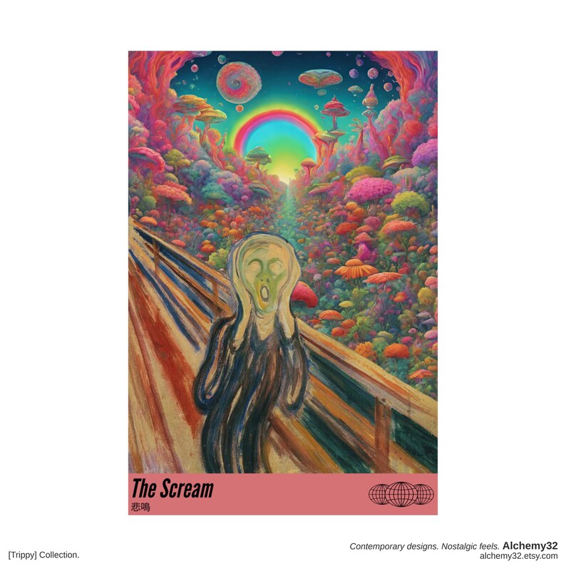 The Scream: Reimagined Print, Classic Painting Y2K Psychedelic ...
