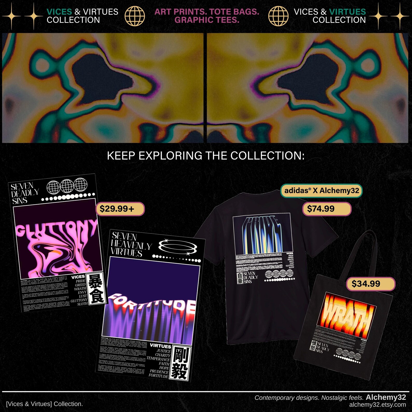 Virtues: Prudence Seven Deadly Sins Print, Typographic Grunge ...