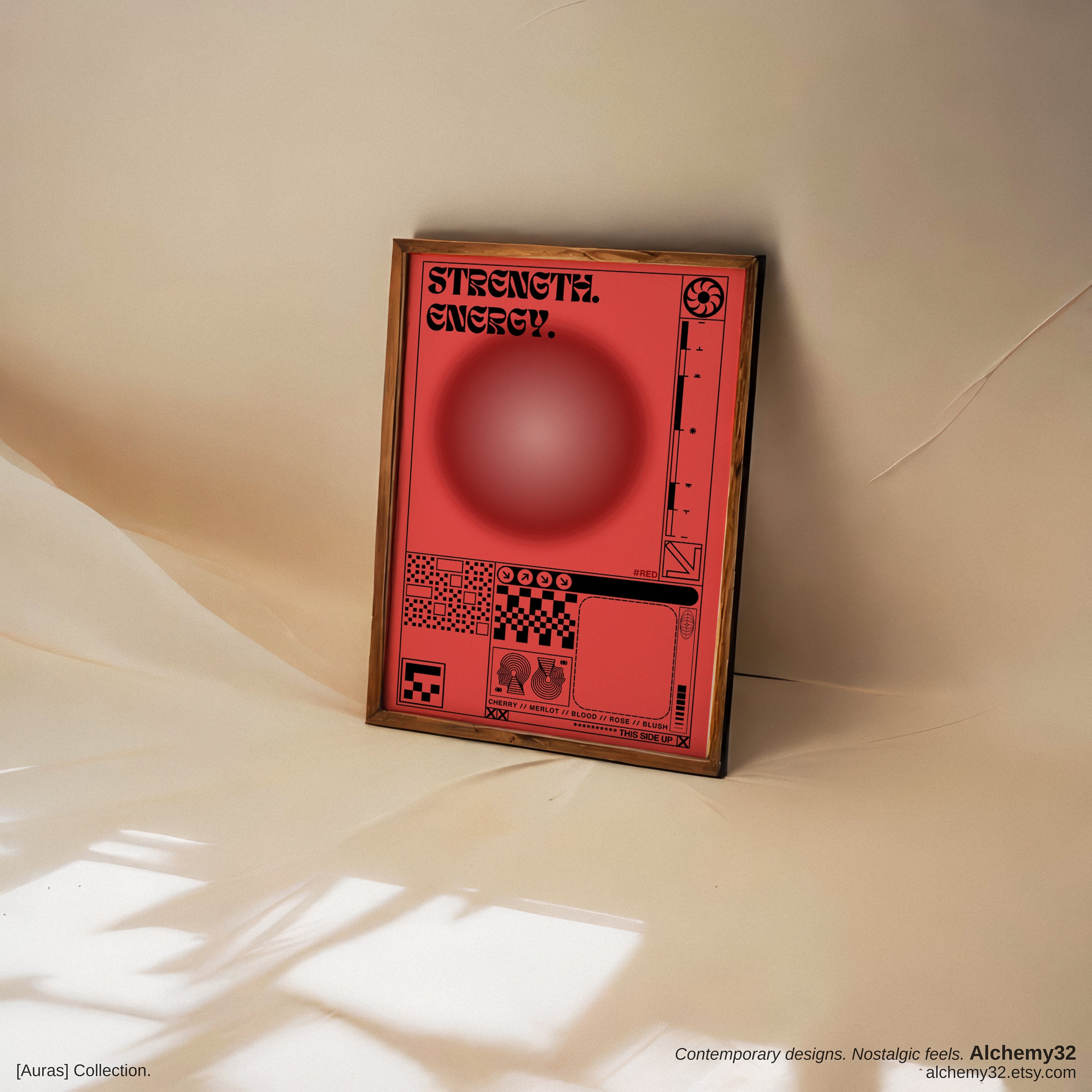 Red Auras Print, Y2K Aesthetic Affirmation Gradient Grunge Retrowave ...