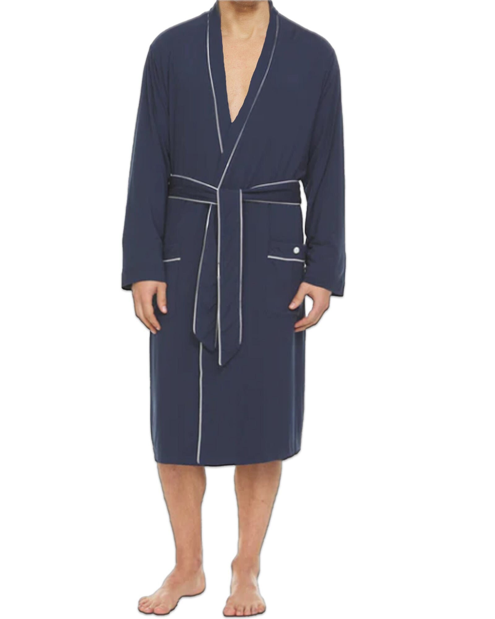 Navy Mens Luxury Robe Night & Day Knit Micro Modal Mens Robe Mens Robes ...