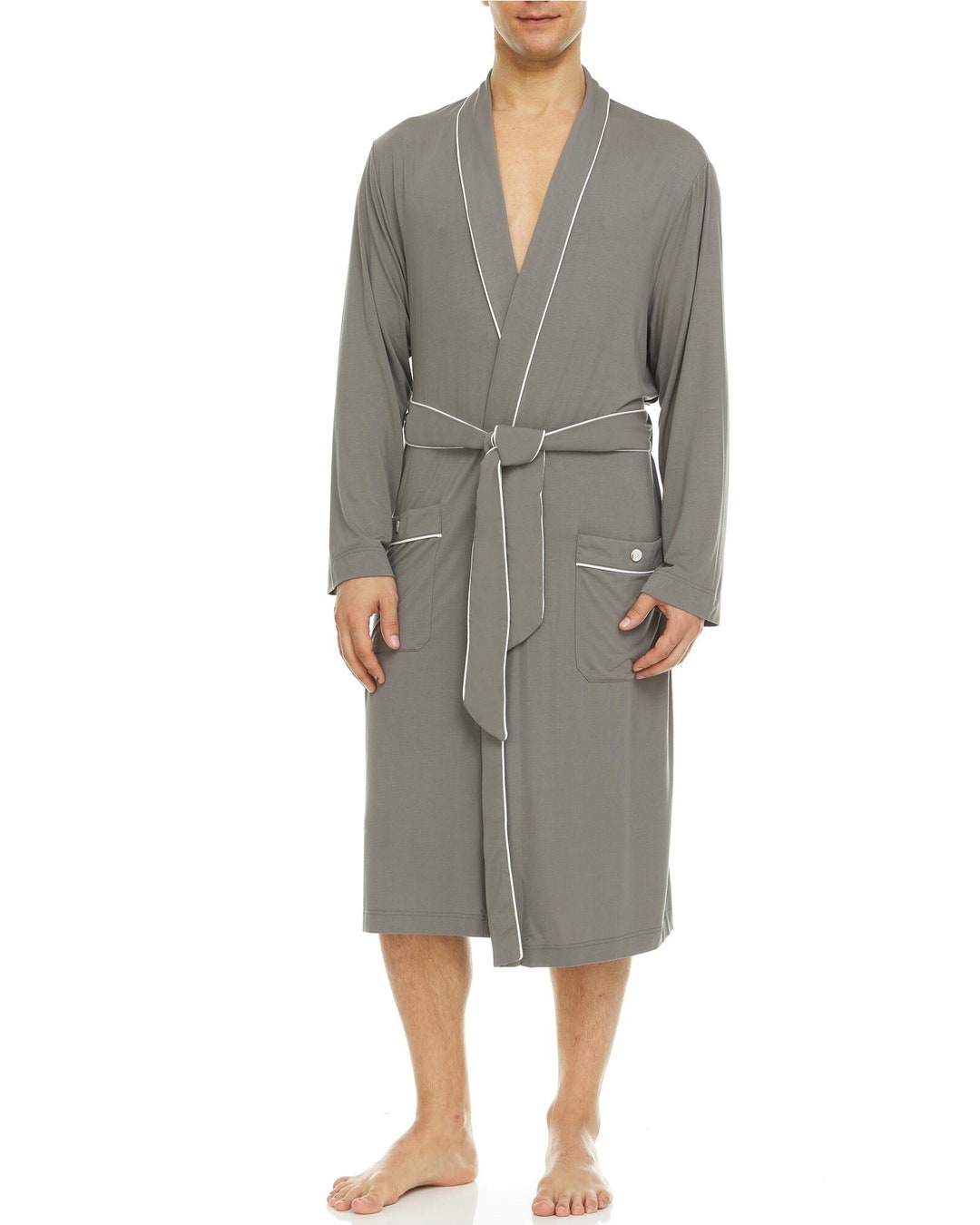 Gray Mens Luxury Robe Night & Day Knit Micro Modal Mens Robe Mens Robes ...