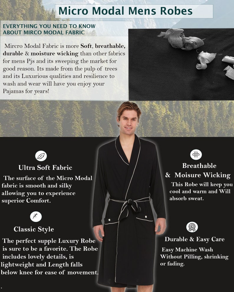 Gray Mens Luxury Robe Night & Day Knit Micro Modal Mens Robe Mens Robes ...