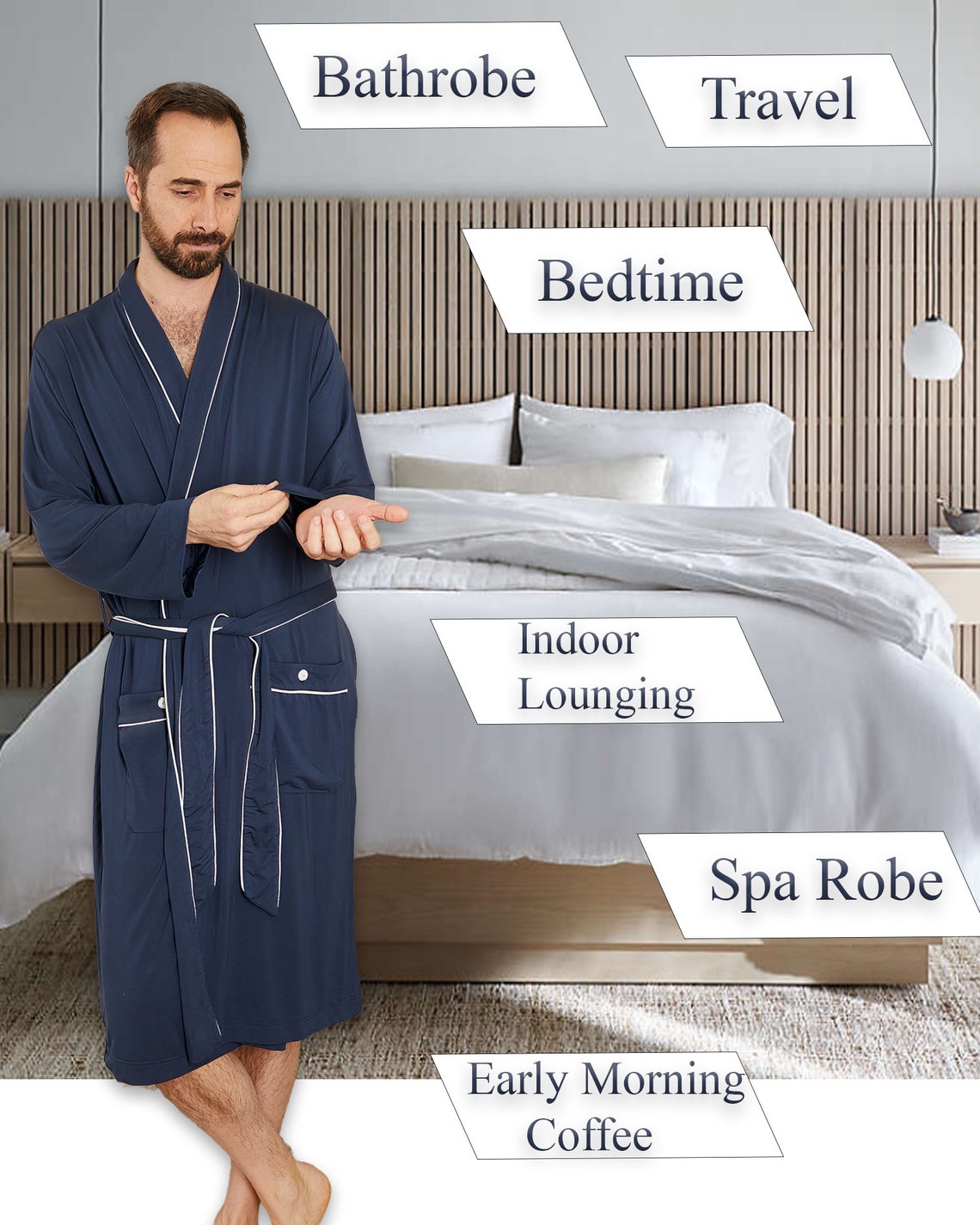 Gray Mens Luxury Robe Night & Day Knit Micro Modal Mens Robe Mens Robes ...