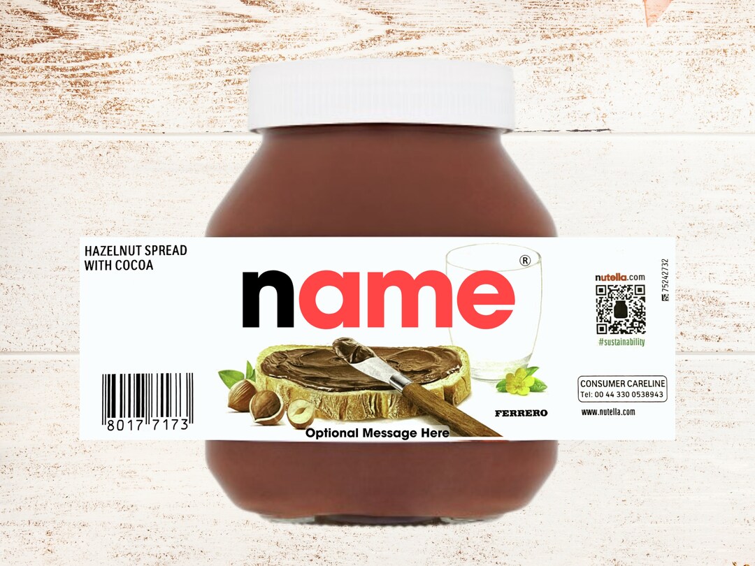 Personalised Nutella Label Sticker Valentines Gift Birthday Gift ...